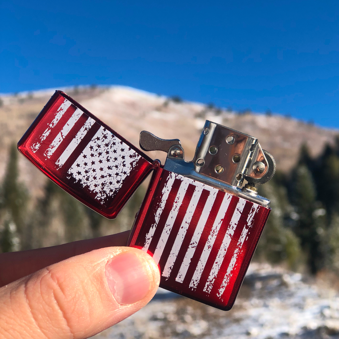 Red American Flag Lighter – Western Arms